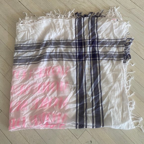 Sundry | Accessories | Womens Sundry White Pink Logo Shawl Scarf | Poshmark